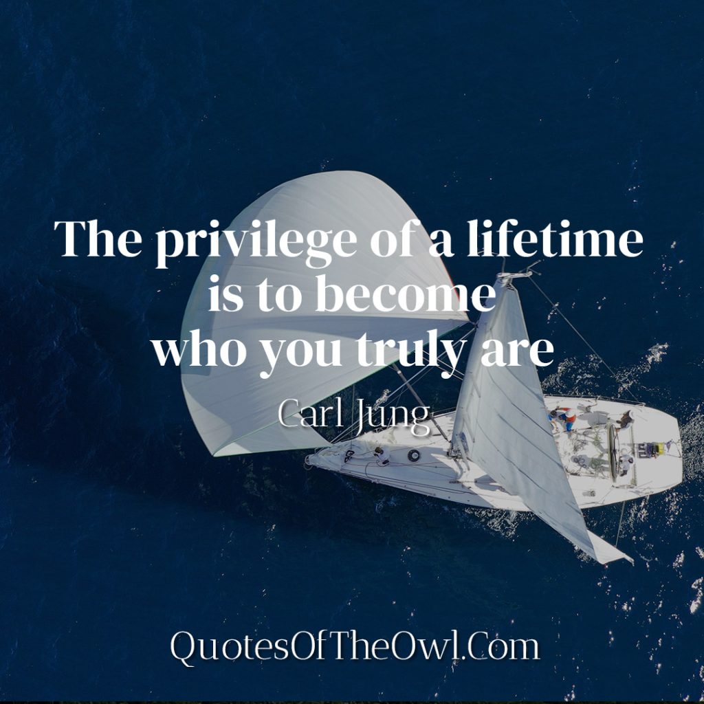 The privilege of a lifetime is to become who you truly are - Carl Jung ...