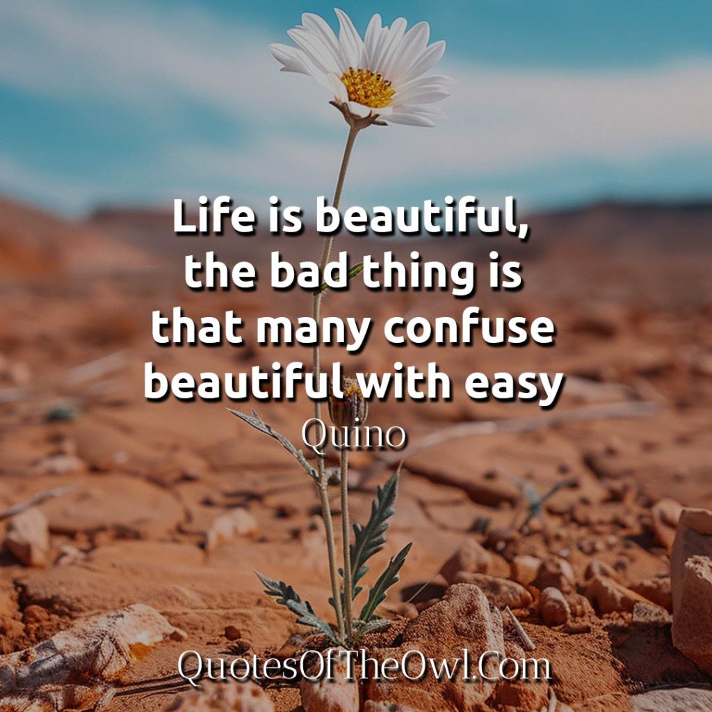 Life is beautiful, the bad thing is that many confuse beautiful with ...